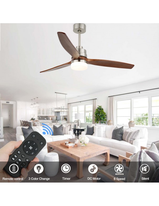 Oaks Aura 52 in. LED Indoor Solid Wool Walnut Scandi-Japanese Zen ...